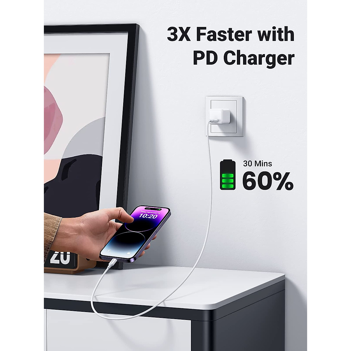 UGREEN USB C to Lightning Cable- 6FT MFi Certified PD Fast Charging Lightning Cord Compatible with iPhone 14/14 Pro/14 Pro Max, iPhone 13/12/11/X/XR/XS/8 Series, MacBook, iPad, AirPods Pro