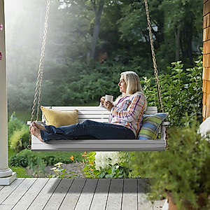 VINGLI Upgraded Patio Wooden Porch Swing for Courtyard & Garden, Heavy Duty 880 LBS Swing Chair Bench with Hanging Chains for Outdoors (4 FT, White)