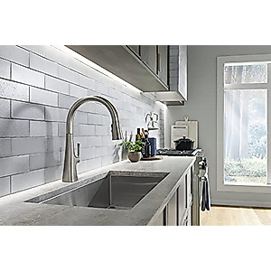 KOHLER 22062-VS Graze Pull-Down Kitchen Sink Faucet with Three-Function Sprayhead, Kitchen Faucet with Sprayer, Vibrant Stainless