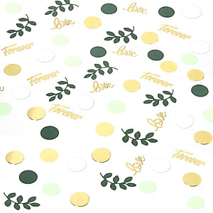 Greenery Wedding Table Confetti,Bridal Shower Decorations,Sage Green Love Confetti for Engagement Table Decorations