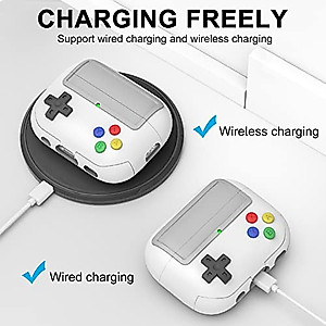 Silicone Airpods Pro 2 Case, Game Player Design for Airpods Pro 2 Case 2022, Soft Silicone Protective Case Skin for Apple Airpods Pro 2nd/1st Generation Accesssories with Keychain for Men Women, White