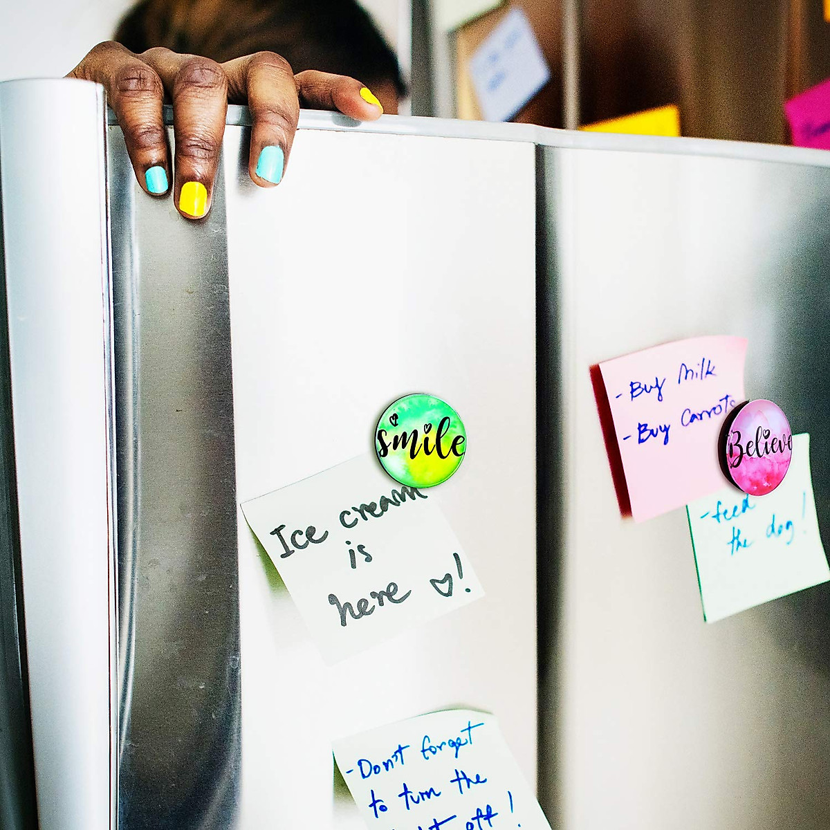 Outus 12 Pieces Motivational Glass Fridge Magnets Inspirational Quote Refrigerator Magnets for Classroom Whiteboard Locker Fridge Supplies