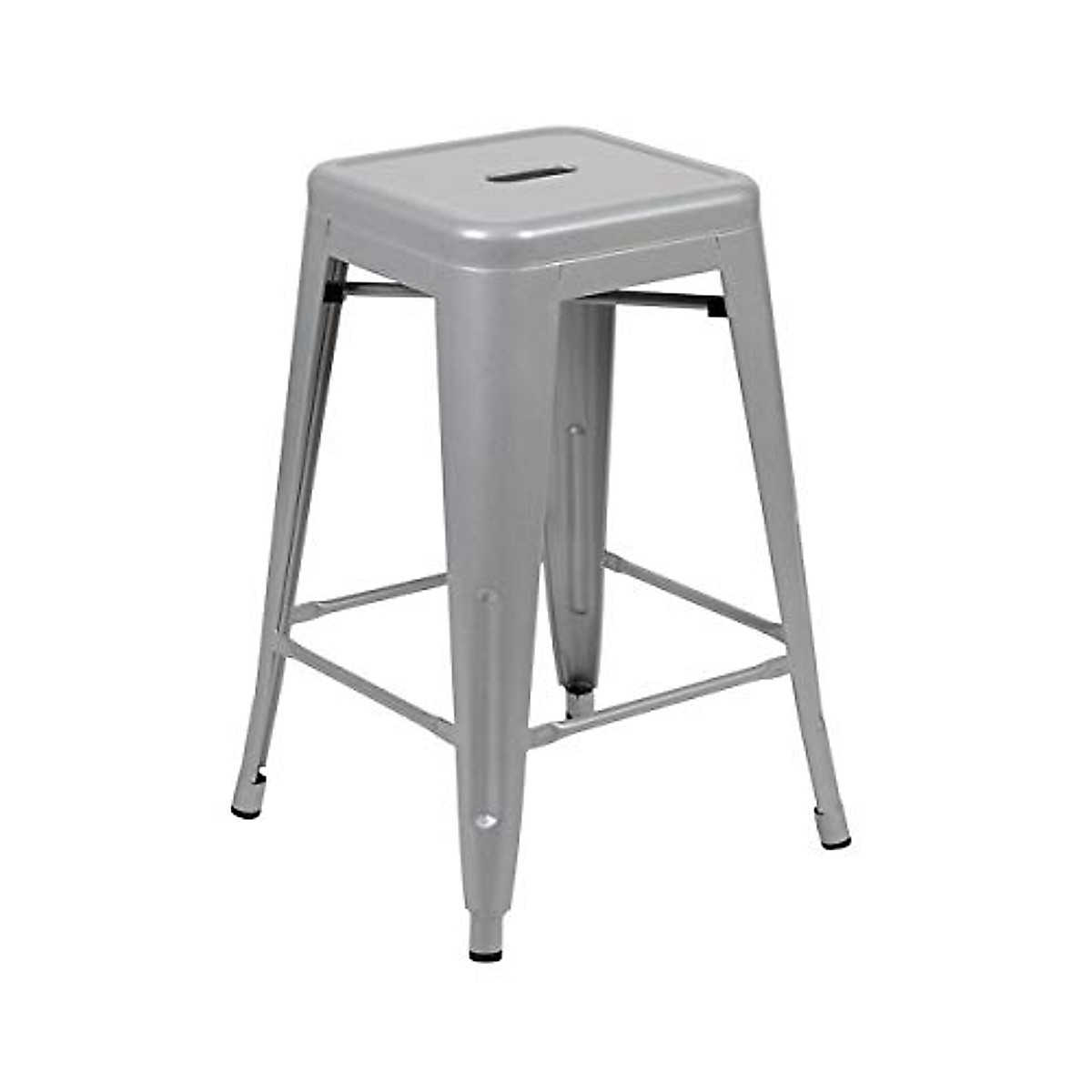 Flash Furniture Lily 24" High Metal Counter-Height, Indoor Bar Stool in Silver - Stackable Set of 4