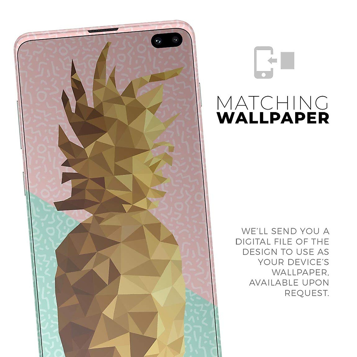 DesignSkinz Geometric Summer Pineapple v1 Protective Vinyl Decal Wrap Skin Cover Compatible with The Samsung Galaxy S20 (Screen Trim & Back Glass Skin)