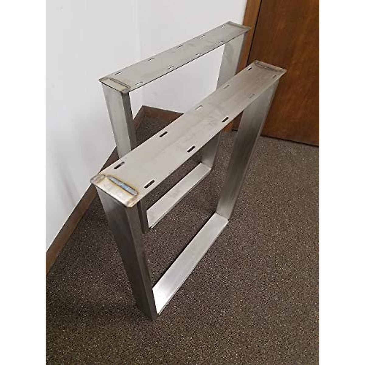 Brushed Stainless Table Legs, Rectangular Tapered Style - Any Size