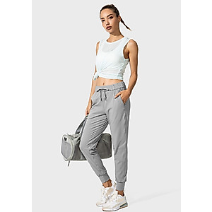 SANTINY Women's Joggers Pants Pockets Drawstring Running Sweatpants for Women Lounge Workout Jogging(Light Grey_L)