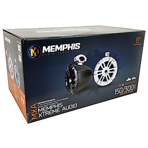 Memphis Audio 4 MXA82TW 8" Marine Wakeboard Tower Speakers/LED+Swivel White Bundle with Rockville RGHR2 Marine Gauge Hole Receiver (5 Items)