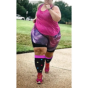 Abodhu Plus Size Compression Socks for Women& Men 15-20mmHg Wide Calf Knee High Socks