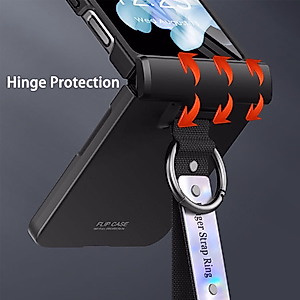 MistWorld for Samsung Galaxy Z Flip 5 Case with Spring Hinge, Hand Strap Finger Ring, Sub Screen Protector Film, Galaxy Z Flip 5 2023 Slim Case for Samsung Z Flip 5 Shockproof Phone Case Cover