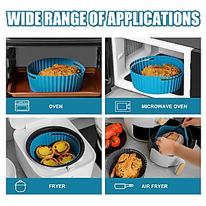 2-Pack Silicone Air Fryer Liner, 7.5 Inch Air Fryer Silicone Basket,Easy-Clean & Reusable Silicone Air Fryer Pot, Round Food Safe Air Fryers Accessories for 3 to 5QT, Replacement Parchment Liner Paper