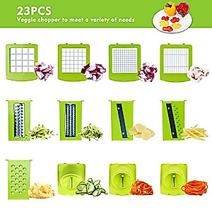 Vegetable Chopper and Slicer Dicer for Kitchen 23 PCS Veggie Slicer and Chopper Vegetable Cutter Cooking Accessories Gadget Stuff Salad Maker Dicing Machine Potato Fruit Chopper with Container