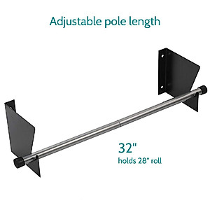 Wall Mount Roll Rack Holder - 60-inch Length Adjustable (28"-60")