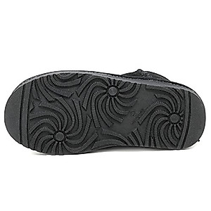 DREAM PAIRS Girls Boys Boots Kids Faux Fur Lined Winter Mid Calf Snow Boots Shorty-K Black Size 2 Little Kid