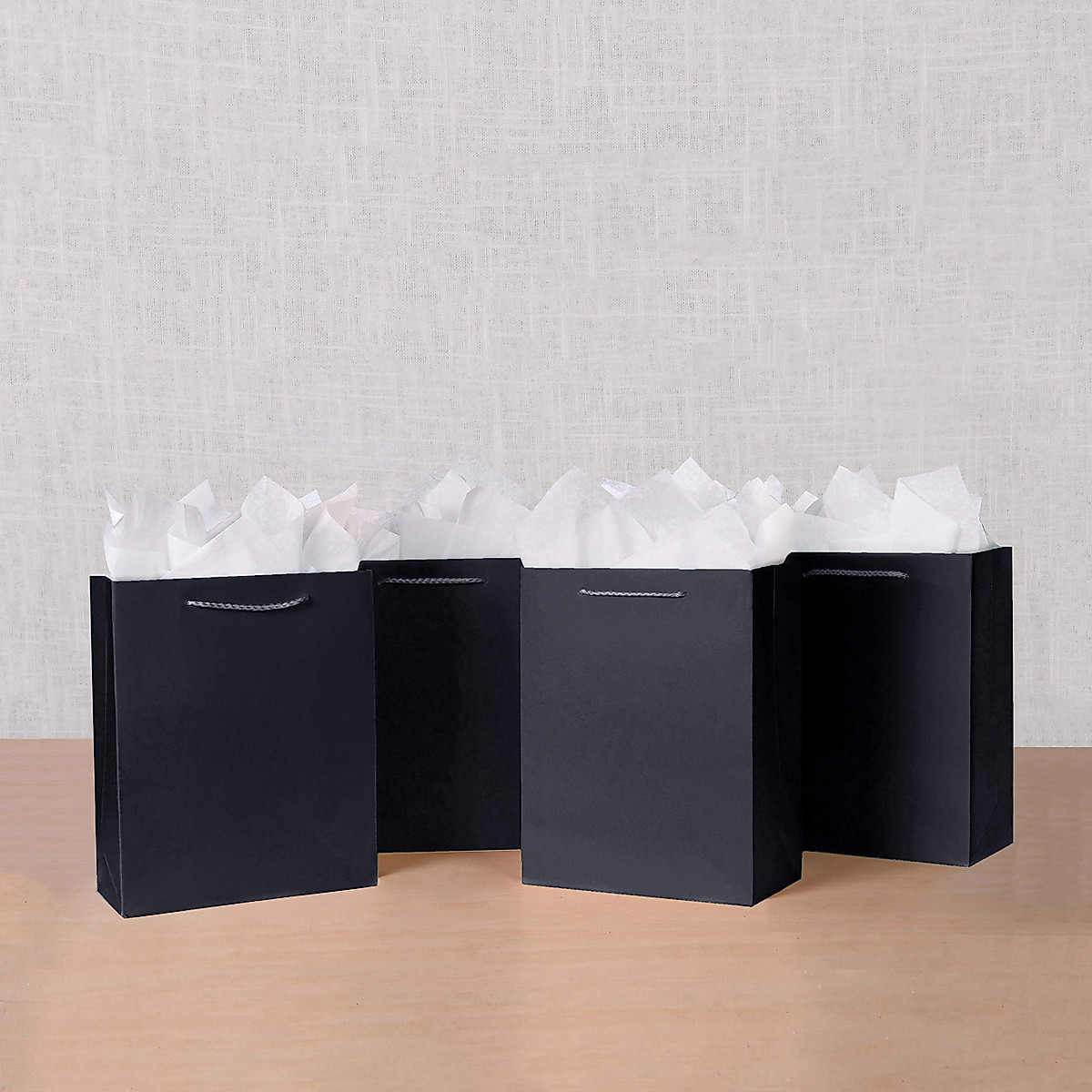 SHIPKEY 10 Pack Small Gift Bags | 6x2.5x8inch Black Gift Bags, Gift Bags for Men, Wedding Gift Bags, Black Paper Bags