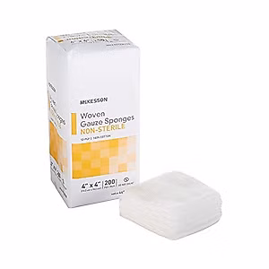 McKesson Woven Gauze Sponges, Non-Sterile, 12-Ply, 100% Cotton, 4 in x 4 in, 200 Per Pack, 1 Pack