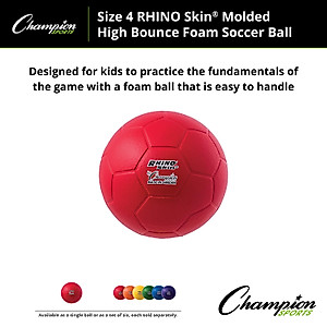 Champion Sports Rhino Skin Molded Foam Size 4 Soccer Ball, Red