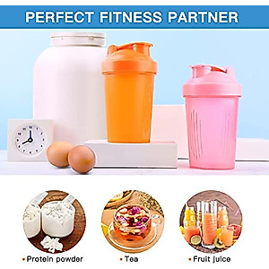 Shaker Bottle in Light Pink(Lid & Cup),Printed Scale Marks of 12 OZ & 400 ML,3 PCS 1.77" Non-Metal Blender Ball (Pink,Green,Purple),Anti-Leaking,BPA F