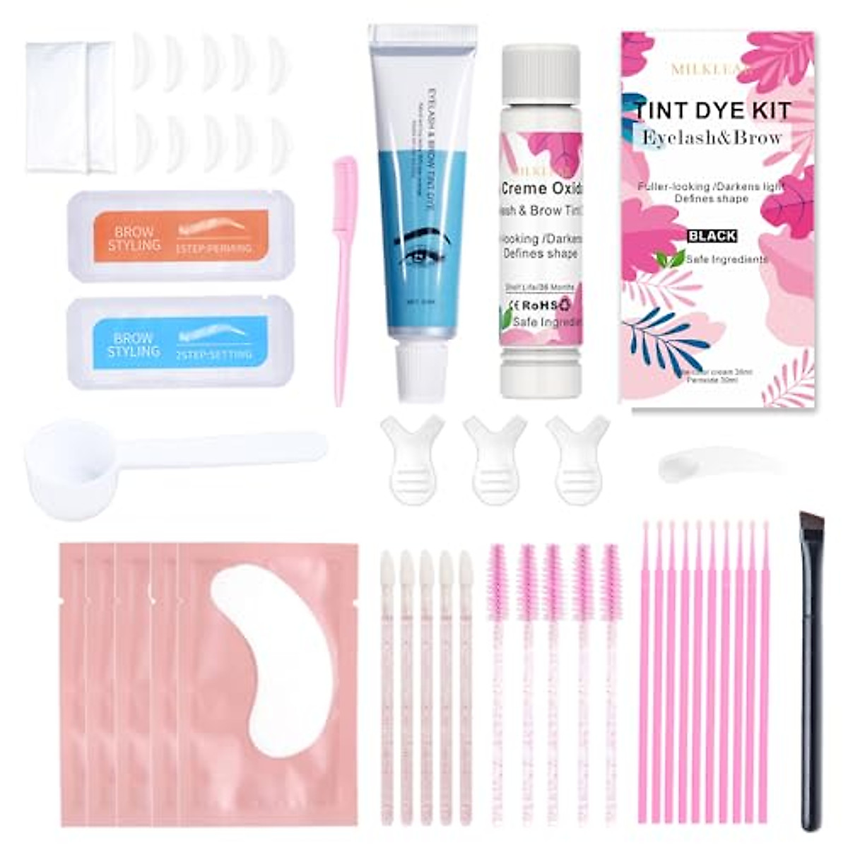 Milklear Lash Lift and Black Kit Easy to Use Brow Lamination Kit Quick Lifting Voluminous Coloring Complete Tools DIY or Salon Use Long Lasting No Irritaion…