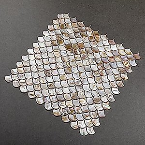 NC Mother of Pearl Tile Light Colorful Fan Scale Shell Mosaic Tile for Kitchen Backsplashes Bathroom Tiles