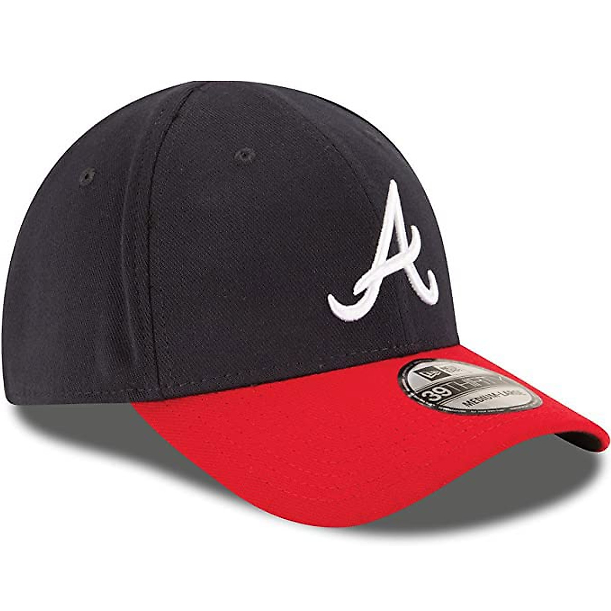 New Era Atlanta Braves Toddler/Child Junior Team Classic 39THIRTY Stretch Fit Navy/Red Hat with White Logo