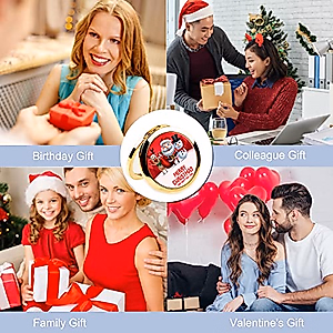 LONNAONE Compact Mirror for Women,Round Mini Pocket Travel Makeup Mirror,Pretty Portable Folding Small Pocket Mirror for Handbag,Purse,Double Sided Handheld Pocket Mirror(Golden Happy Christmas