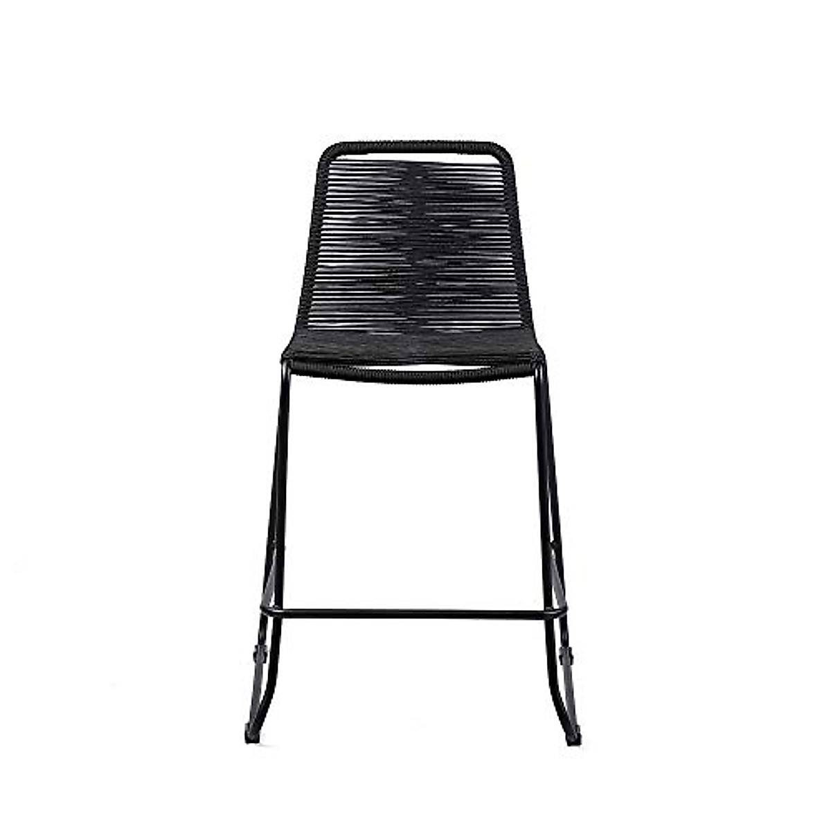 Armen Living Shasta 26" Outdoor Metal and Black Rope Stackable Counter Stool - Set of 2