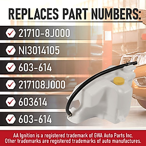 Coolant Reservoir Tank with Overflow Tube - Replaces 21710 -8J000, NI3014105, 603-614 - Compatible with Nissan Vehicles - 2002 - 2006 Altima 2.5L and 3.5 V6, 02 - 08 Maxima 3.5L V6 - Recovery