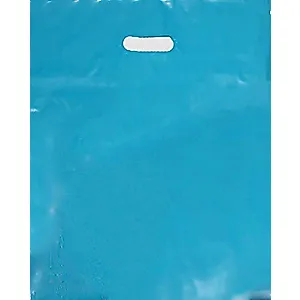 100 12"X15" Durable Merchandise bags Pick ur Color Die Cut Handle-Glossy finish-Anti-Strech-100% Recyclable. For Retail store, Party favors, Handouts and more by Best Choice (Teal Blue)