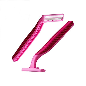 15 Pack of Dependable Disposable Pink Razor Blades with Aloe Vera Strip and Rubber Solid Handle