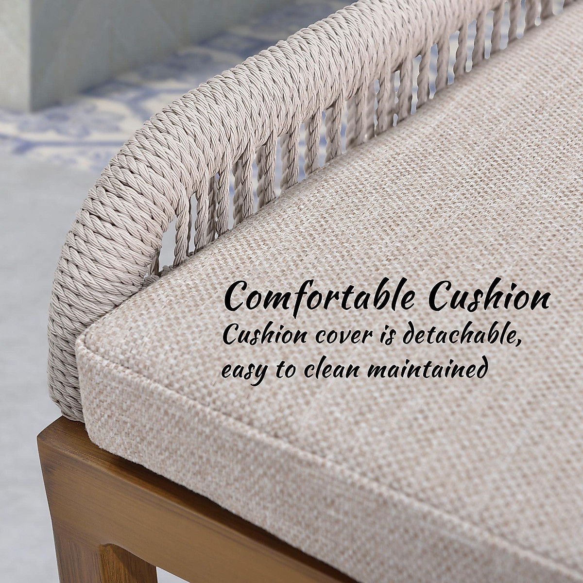 PURPLE LEAF Outdoor Counter Height Bar Stools Chair Set of 2 Modern Patio Metal Stools with Backrest and Arm, Cushions Included