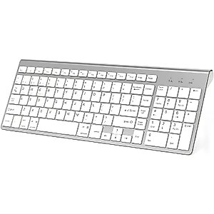 J JOYACCESS Bluetooth Keyboard, Multi-Device Wireless Keyboard with Number Keypad, Wireless Keyboard Compatible with iMac, Mac, Apple, MacBook Air/Pro,Laptop, Android, Windows,Computer-Silver