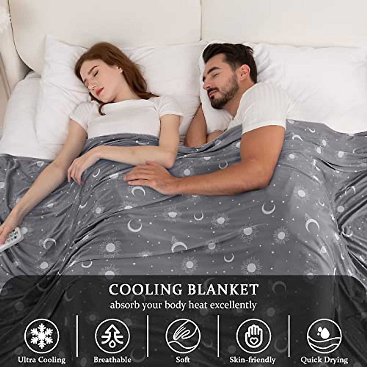 inhand Cooling Blanket, Twin Size (59"x79") Cooling Blankets for Hot Sleepers, Q-Max >0.45 Decorative Lightweight Breathable Summer Cold Blankets for Sleeping Night Sweats to Keep Cool, Grey Sky