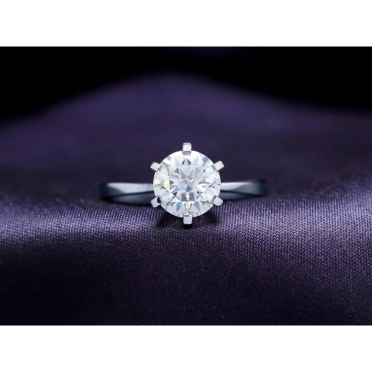 SAVEARTH DIAMONDS 1 1/2 ct. t.w 7.5MM Round Cut Lab Created Moissanite Diamond Solitaire Engagement Ring For Women In 10K Solid White Gold (VVS1 Clarity, 1.50 Cttw)-6