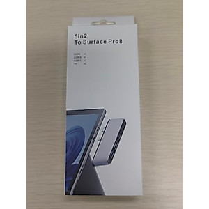 Microsoft Surface Pro 8 USB C Hub Adapter with 4K HDMI, USB-C Thunderbolt 4 (Display+PD Charging+Data), USB 3.0, USB 2.0, TF Card Slot, Docking Station Dual Monitor(HDMI+USB C) for Surface Pro 8