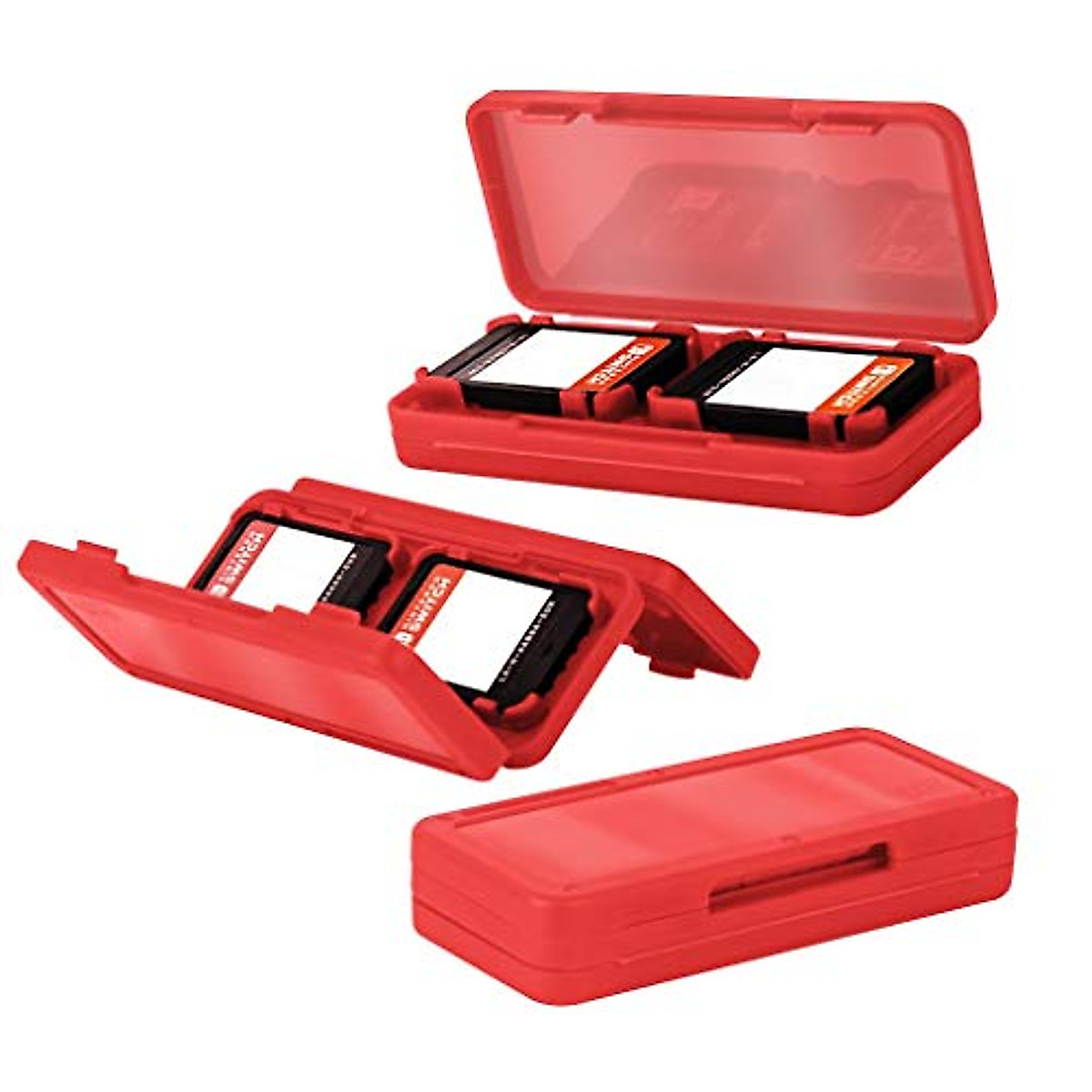 Orzly Switch Accessories Bundle – Carry Case for Nintendo Switch Console (NOT OLED MODEL) Tempered Glass Screen Protectors, USB Charging Cable, Switch Games Case, Comfort Grip Case & Headphones - RED