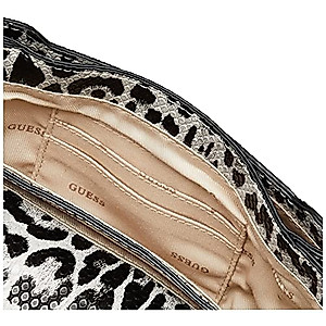 GUESS Centre Stage Crossbody Flap, Black/White Leopard
