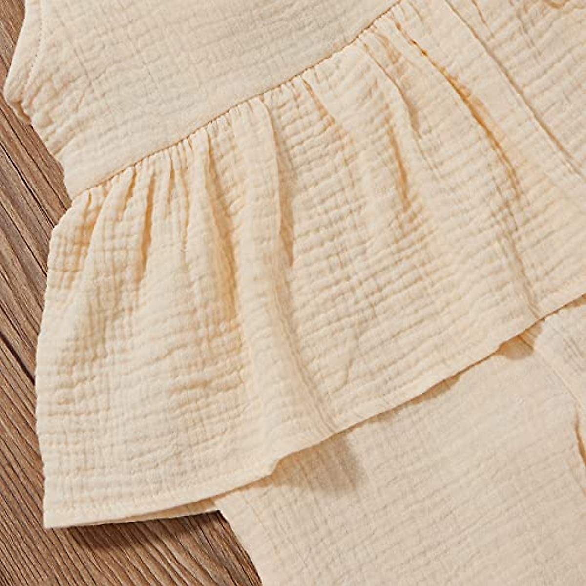 Toddler Kids Baby Girl Sleeveless Ruffle Romper Jumpsuit Backless Playsuit Outfit Overalls (Beige, 2-3 Years)
