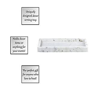 47th & Main Elegant Marble Tray 12 x 6.3-inches, White Rectangle