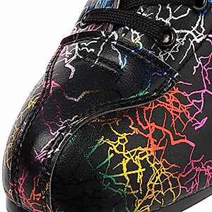 Milkyway Unisex Roller Skates Double Row Four Wheels High-top Roller Skates Lightning Pattern for Beginners Womens Mens Boys and Girls (Lightning Black Black Wheel,40=US Women 8=Men=6.5)