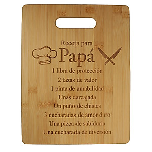 Receta Para Papa Recipe Dad (Spanish) Laser Engraved Bamboo Cutting Board - Wedding, Housewarming, Anniversary, Birthday, Father's Day, Gift For Him, For Boys, For Husband, For Them