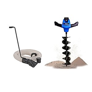 G Wood Chipper Shredder Mulcher Leaf Vacuum Kit & Landworks Earth Auger Power Head Steel 6" Inch x 30" Inch Bit