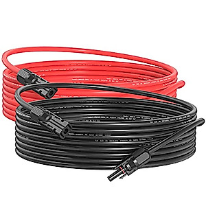 10AWG Solar Extension Cable 10 Feet, 10 Gauge Solar Panel Cables 10FT for Solar Systems, Car, RVs, and Boats, Tinned Copper PV Wire Ends with Solar Connector (10ft Red+10ft Black)
