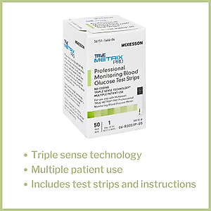 McKesson TRUE METRIX Professional Monitoring Blood Glucose Test Stripes, 50 Strips, 3 Packs, 150 Total
