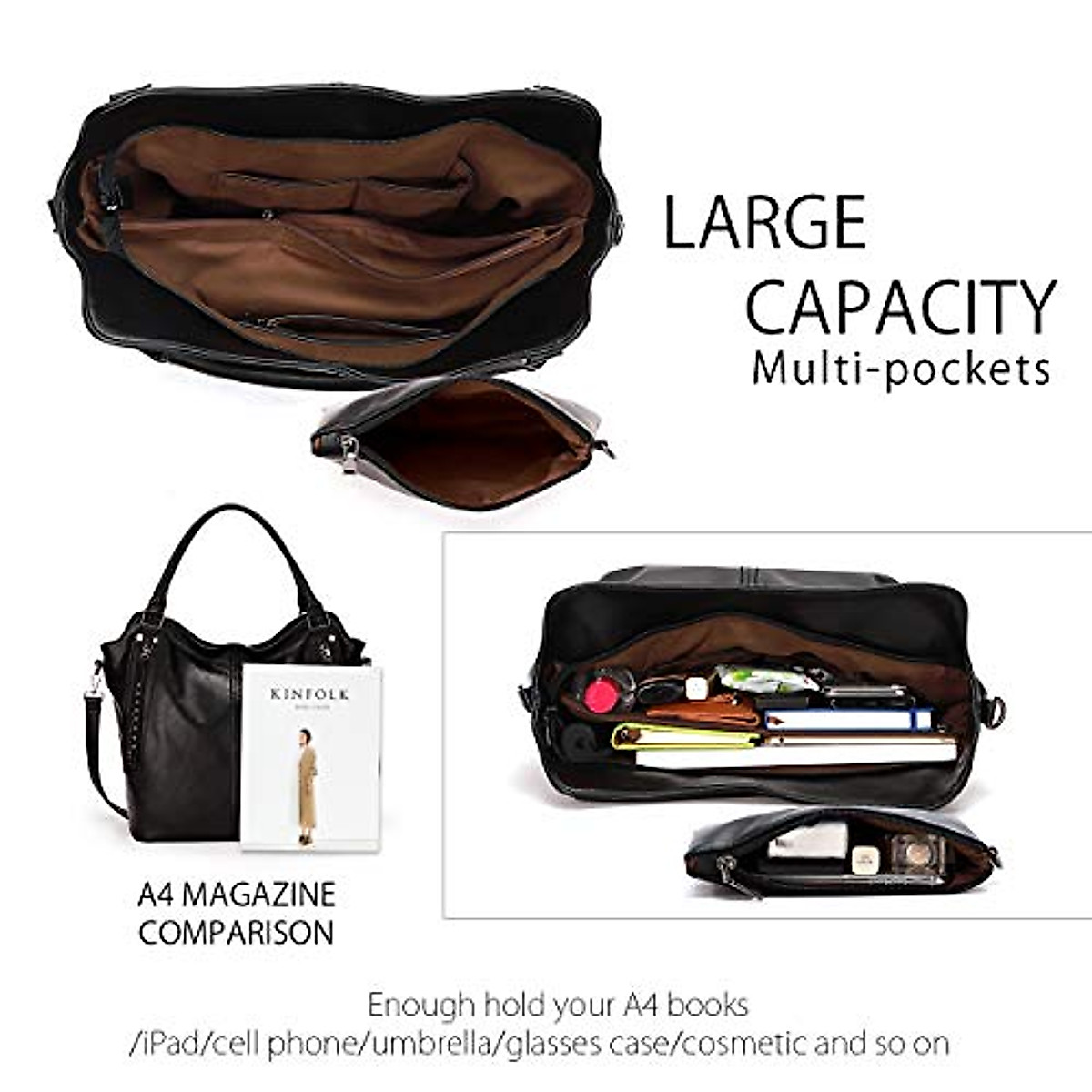 KL928 Purses and Handbags for Women Shoulder Bag, Z-Black