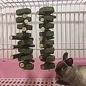 Rabbit Hamster Chew,lEIsr00y Rabbit Bunny Hamster Teeth Health Apple Wood Stick Grass Hay Cake Heart Chew Toy - Wood Color