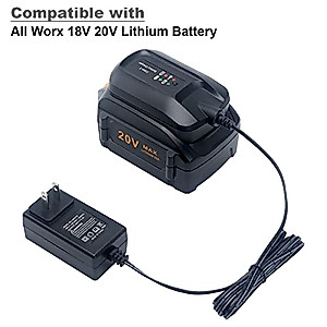 Lasica Replacement for Worx Battery Charger 20V WA3742 Compatible with Worx 20V Lithium Battery WA3520 WA3525 WA3578 WA3575 WA3522 WA3732 WA3770 WA3875 WA3881 PowerShare Tool Battery Charger