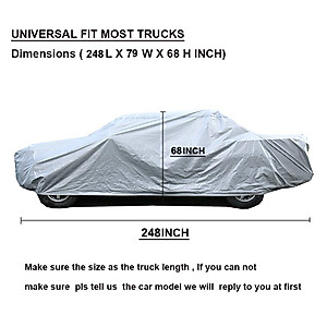 GUNHYI Pickup Truck Cover Waterproof All Weather, 6 Layer Heavy Duty Truck Cover Universal Fit Ford F150, Chevy Silverado, GMC Sierra, Dodge Ram 1500 Extended/SuperCrew Cab (Truck, up to 248 inch)