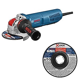 Bosch GWX13-50VSP 5 In. X-LOCK Variable-Speed Angle Grinder with Paddle Switch with TCWX27S500 5 In. x .045 In. X-LOCK Arbor Type 27A (ISO 42) 60 Grit Fast Metal/Stainless Cutting Abrasive Wheel