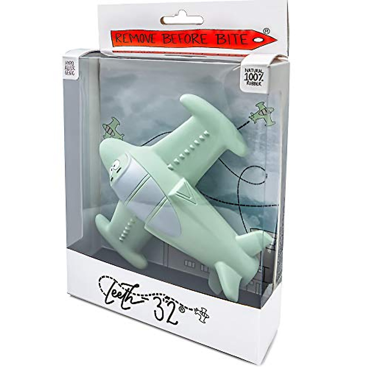 Chewy, The Teeth-32 Airplane Teething Toy 100% Natural Havea Rubber