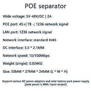 CERRXIAN 100M POE Combiner Adapter, Active PoE Splitter Power Over Ethernet, POE Power Supply Module 5-48v for CPE Wireless AP Monitoring Etc(2-Pack)